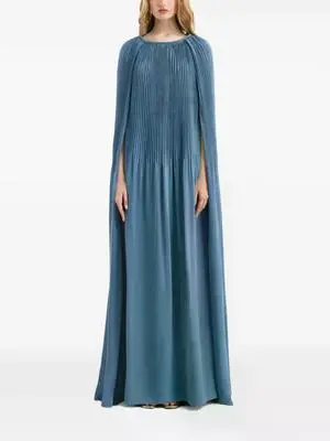 GEMY MAALOUF Sapphire Pleated Cape Dress - Blue