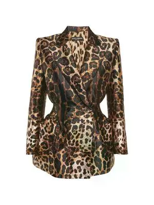 Dolce & Gabbana Leopard-print Structured Blazer - Black