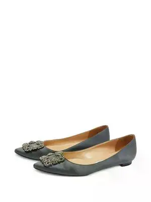 Manolo Blahnik Manolo Blahnik Hangisi Buckle Ballet Flats Grey