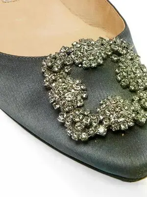 Manolo Blahnik Hangisi Buckle Ballet Flats - Grey