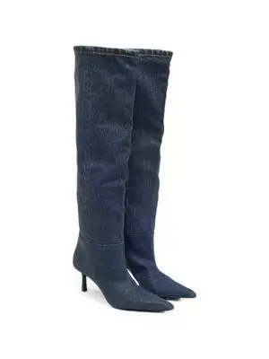 ALEXANDER WANG Slouch Knee-length Denim Heeled Boots