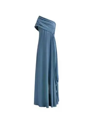 GEMY MAALOUF One-shoulder Draped Maxi Dress - Blue