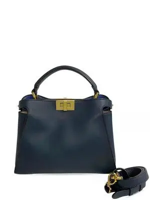 Fendi Medium Leather Peekaboo Satchel - Blue