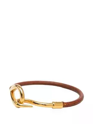 Hermès Jumbo Hook Bracelet In Gold-plated And Leather