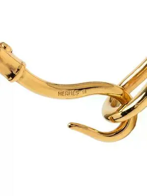 Hermès Jumbo Hook Bracelet In Gold-plated And Leather