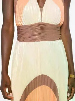 MAESTRI Pleated Halterneck Maxi Dress