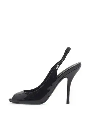 Gucci Peep-toe Slingback Leather Pumps - Black