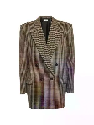 Saint Laurent Houndstooth Double-breasted Coat