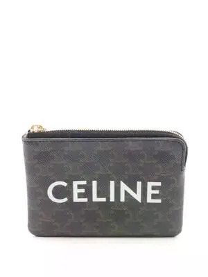 Celine Triomphe Coated Canvas Coin Pouch - Black