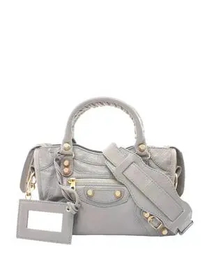 Balenciaga Mini Lambskin Motocross Giant 21 City Satchel - Grey