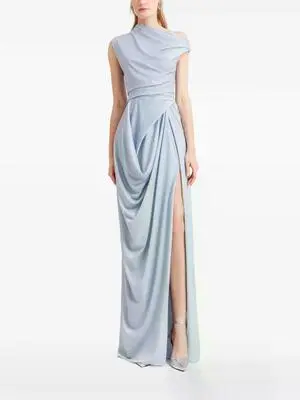GEMY MAALOUF Asymmetrical Draped Gown With Side Slit