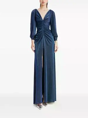 GEMY MAALOUF Gathered Long Sleeve Dress - Blue