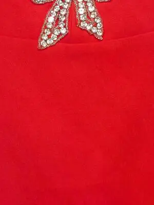 SELF-PORTRAIT Crepe Mini Dress With Embellished Bow