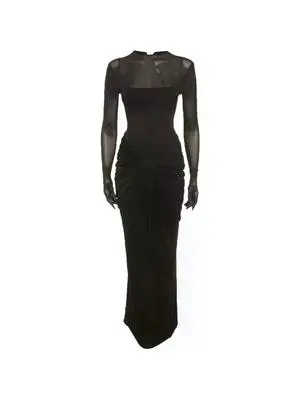 CHATS BY C.DAM Serena Draped Maxi Dress - Black