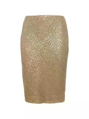 Ralph Lauren Sequined Pencil Midi Skirt - Gold