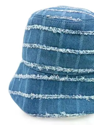BONSAI Check Pattern Frayed Bucket Hat