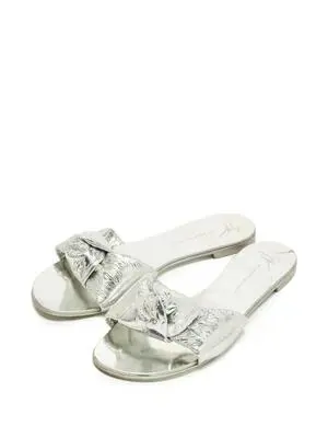 GIUSEPPE ZANOTTI Metallic Knot Detail Flat Sandals