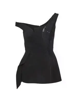 Stella McCartney Asymmetric Peplum Top - Black