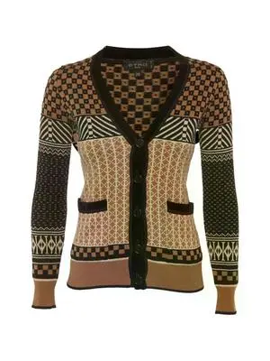 Etro Intarsia Geometric Pattern V-neck Cardigan - Neutrals