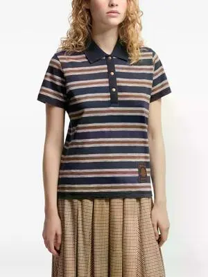 Moncler Striped Logo-patch Polo Shirt - Blue
