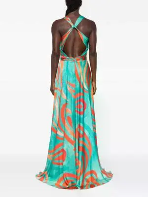 MAESTRI Abstract Print Beaded Maxi Dress