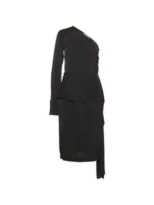 Stella McCartney One-shoulder Crepe Midi Dress - Black