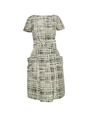 Prada Belted Monochrome Print Dress