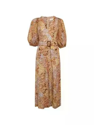 Zimmermann Paisley Print Belted Jumpsuit - Orange