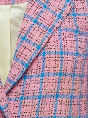 GANNI Checked Tweed Cropped Blazer