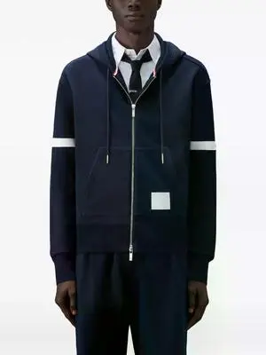 Thom Browne Loopback-jersey Armband Hoodie - Blue