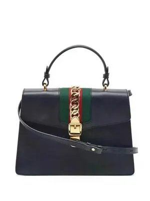 Gucci Gucci Sylvie Web Stripe Handbag Blue