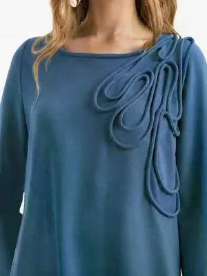 GEMY MAALOUF Sapphire Appliqué Long Sleeve Dress