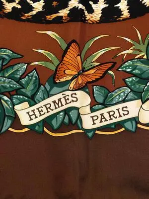Hermès 2000-2026 Jungle Love Silk Scarf 90 Scarves - Brown