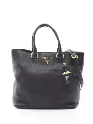 Prada Leather Tote Bag Satchel - Black