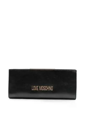 Moschino Logo-plaque Leather Clutch Bag - Black