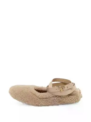 TOD'S Bubble Shearling Ballet Flats - Neutrals