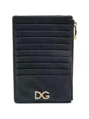 Dolce & Gabbana Dg-plaque Crystal-embellished Card Holder - Black