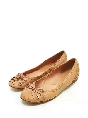 Dior Whipstitch Ballet Flats With Bow Detail