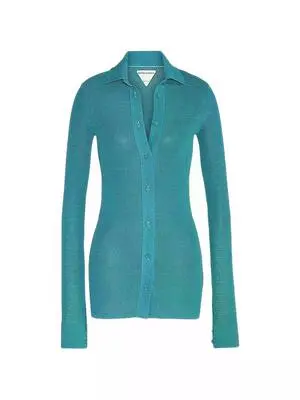 Bottega Veneta Turquoise Mesh Knit Shirt - Blue