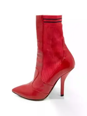 Fendi Rockoko Pointed-toe Ankle Boots - Red