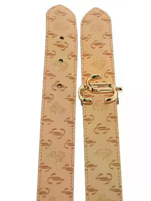 JIMMY CHOO Logo-embossed Leather Belt With Jc Buckle