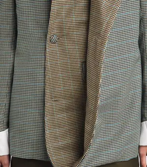 LATE FOR WORK Check Double Draped Blazer