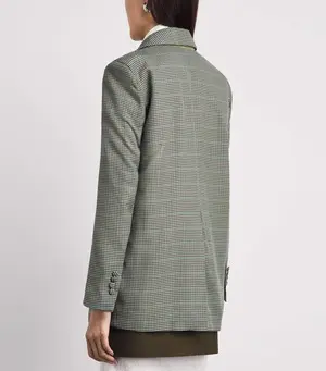LATE FOR WORK Check Double Draped Blazer