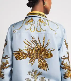 La DoubleJ Silk Printed Shirt - Blue