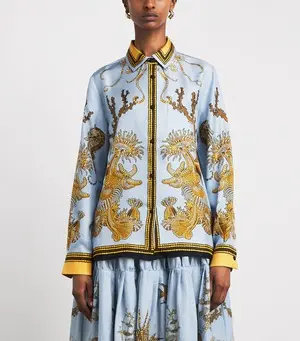 La DoubleJ Silk Printed Shirt - Blue