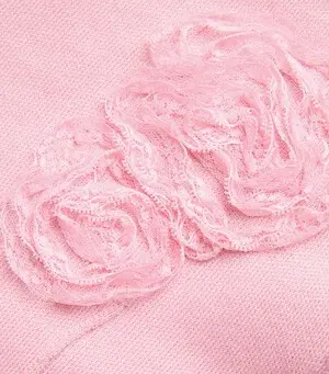 SELF-PORTRAIT Flower Appliqué Fine Knit Sweater