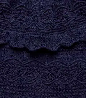 SELF-PORTRAIT Knitted Pointelle Mini Dress With Crochet And Bow Detail