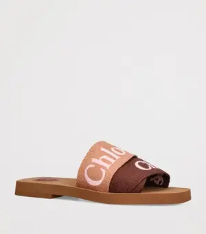 Chloé Canvas Jacquard Woody Flat Sandals - Pink