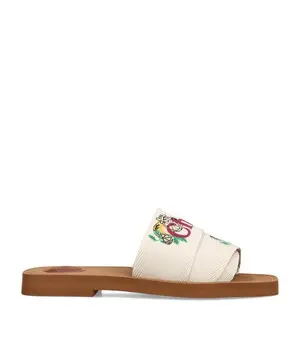 Chloé Canvas Jacquard Woody Sandals - Yellow