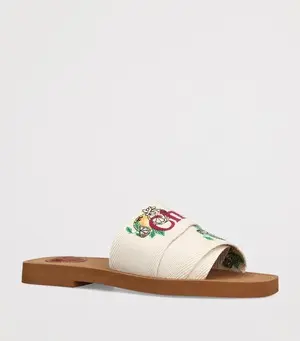 Chloé Canvas Jacquard Woody Sandals - Yellow